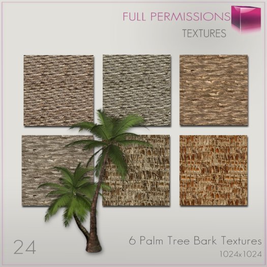 Second Life Marketplace - Full Perm 6 Seamless Palm Tree Bark Textures 24